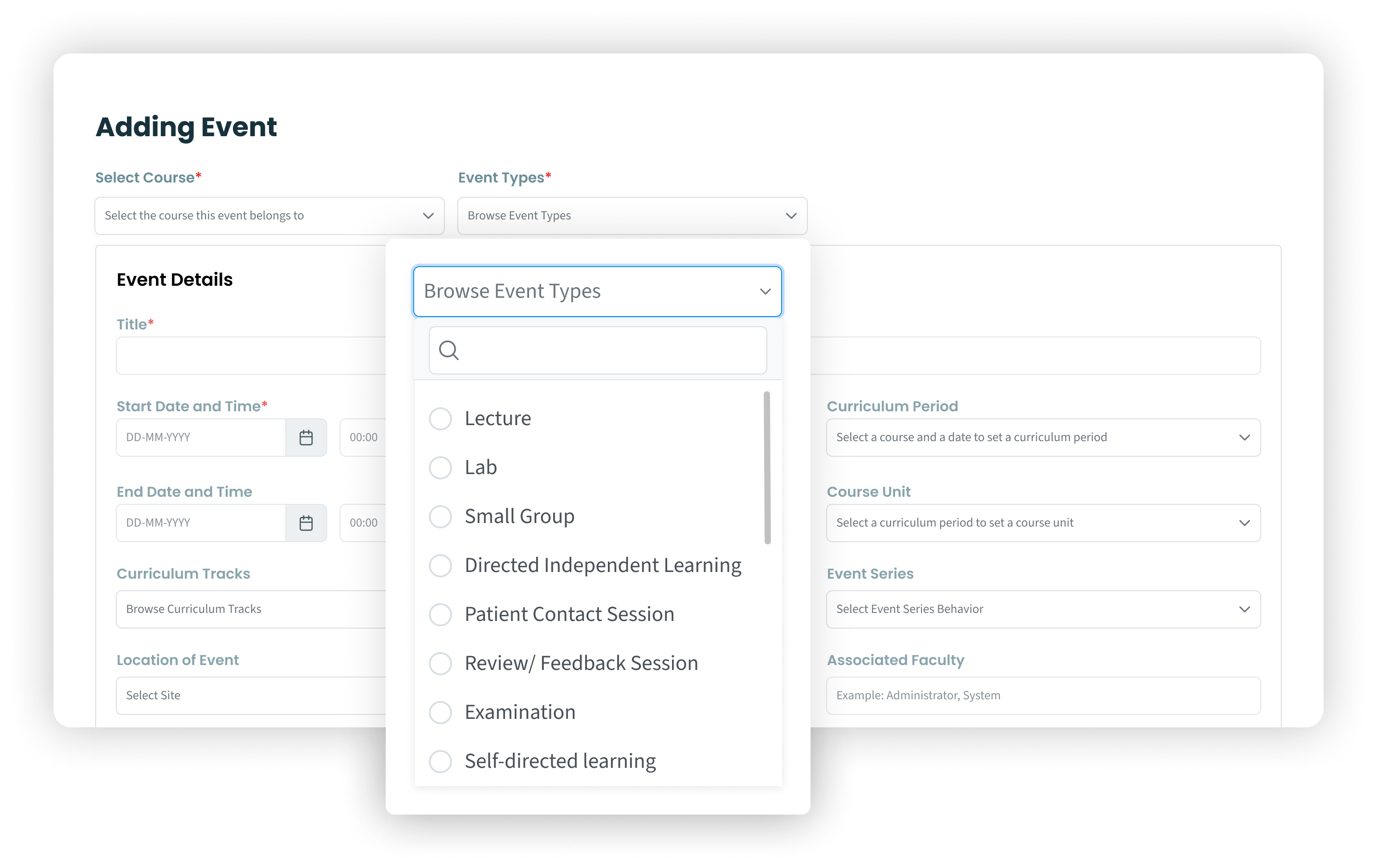 Dashboard and Calendar | Elentra